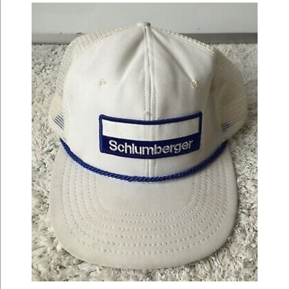 Accessories | Vintage Schlumberger White Mesh Trucker Hat Cap | Poshmark